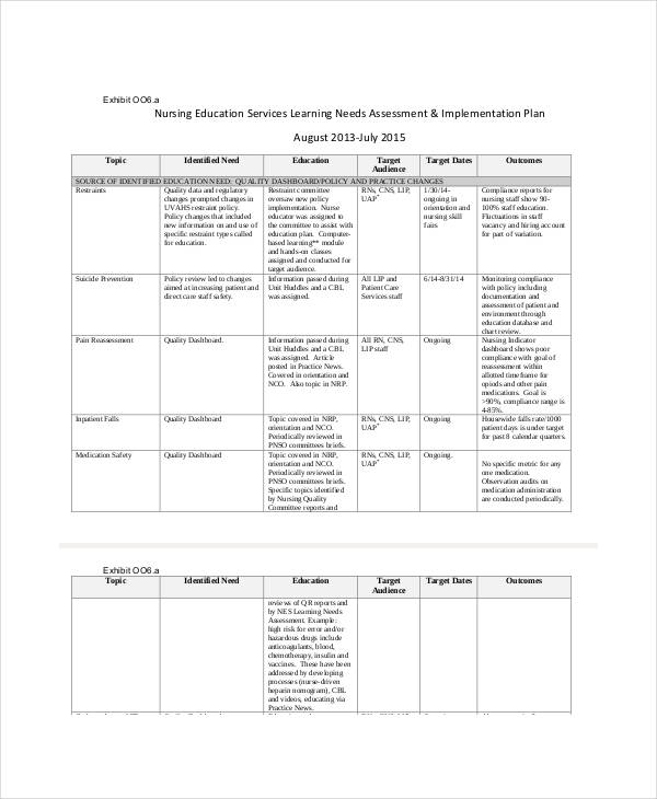 Needs Assessment Examples 38 In PDF DOC Examples