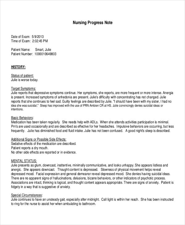 Nurse Practitioner Example Of Soap Note