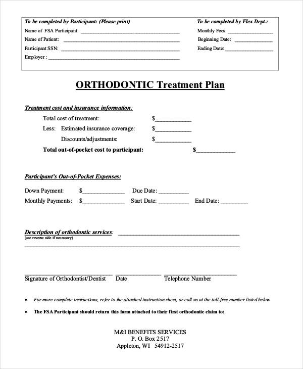 Orthodontic Treatment Contract Template