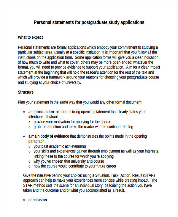 77 Personal Statement Examples MS Word PDF Examples