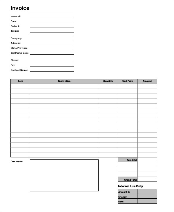 Blank Invoice - 23+ Examples, Format, Pdf | Examples