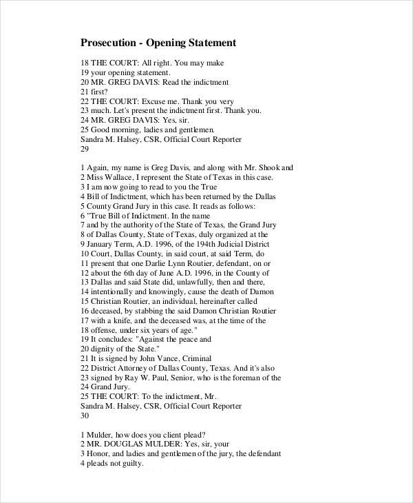Opening Statement 7 Examples Format Pdf
