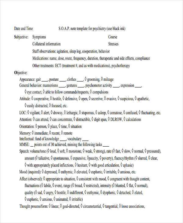 Mental Health Soap Notes Template Mental Health Soap Notes Template