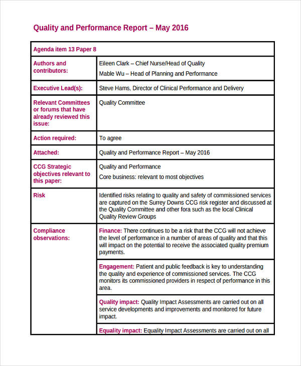 18 Quality Report Examples In MS Word PDF Pages Google Docs 