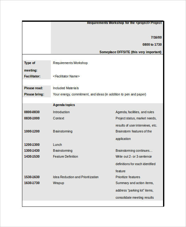 Workshop Agenda 12 Examples Format Pdf Examples
