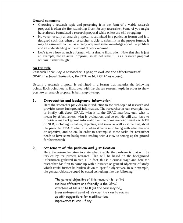 Undergraduate Research Proposal Example Format Of A Research Proposal With Examples 