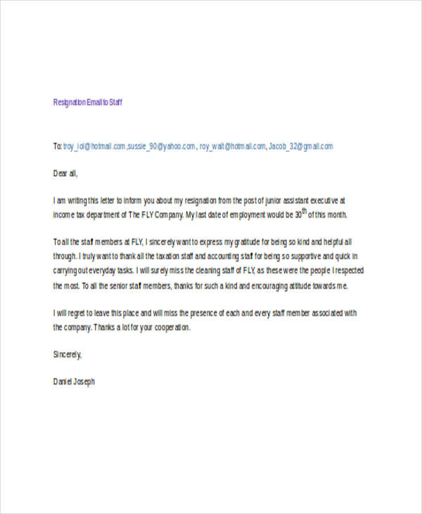 14 Resignation Email Template Free Word Excel PDF Formats