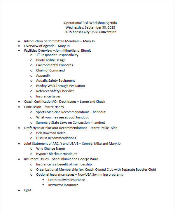 Workshop Agenda 12 Examples Format Pdf Examples