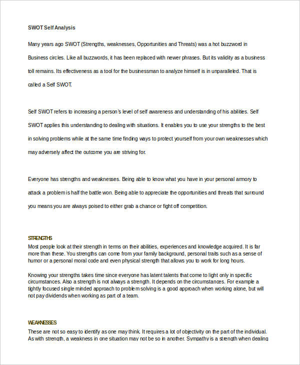 SWOT Analysis Examples - 6+ Samples in PDF | DOC | Examples