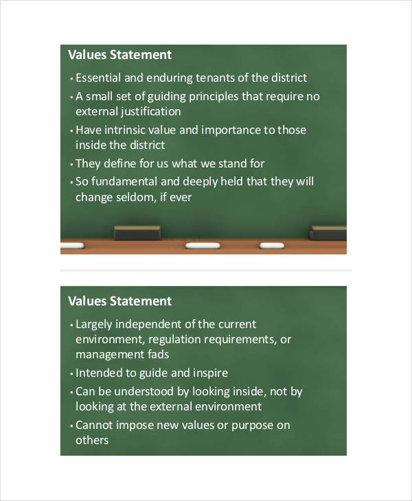 Value Statement - 6+ Examples, Format, Pdf | Examples