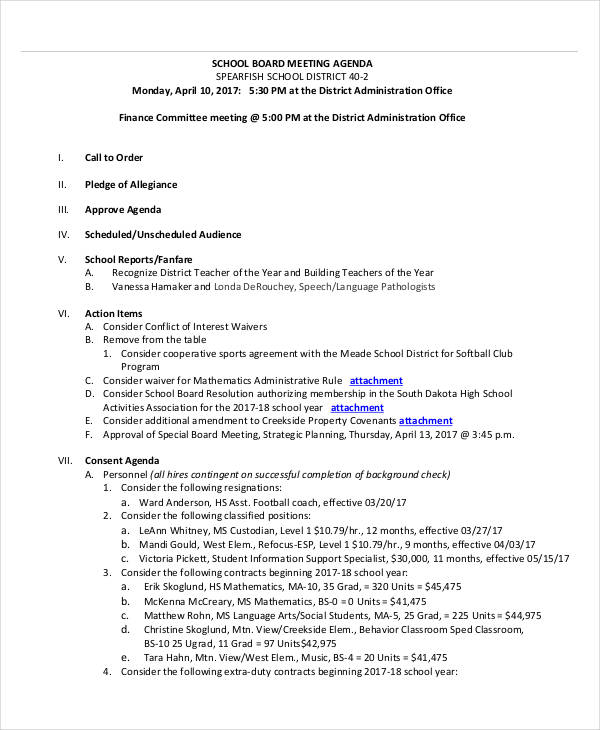 Notice Of Board Meeting Sample PDF Template