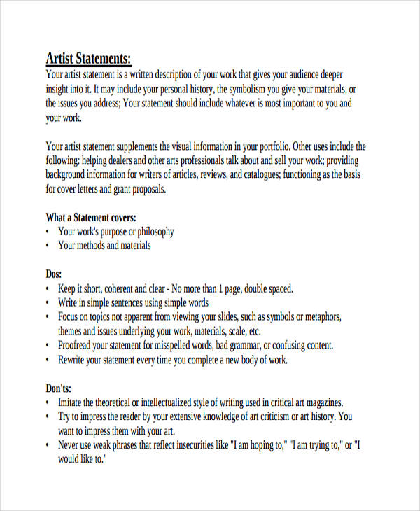How To Write An Artist Statement For Students What To Include In 
