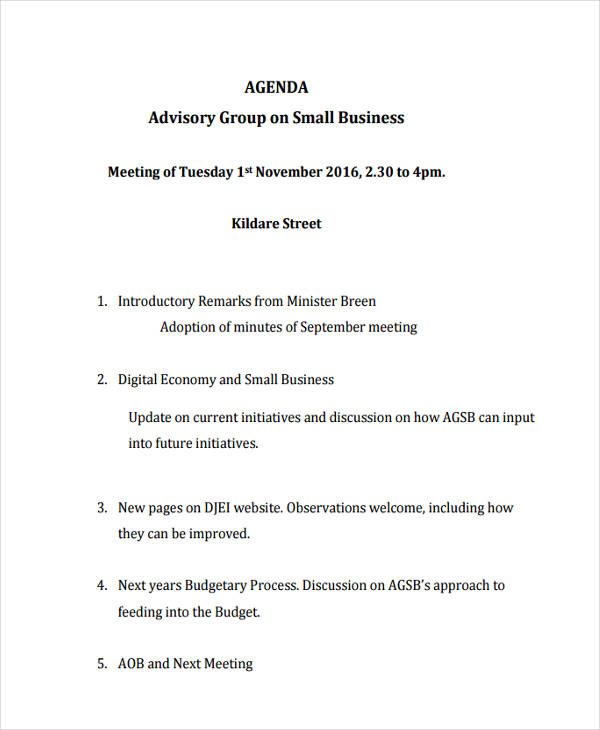 Business Agenda - 10+ Examples, Format, Pdf | Examples