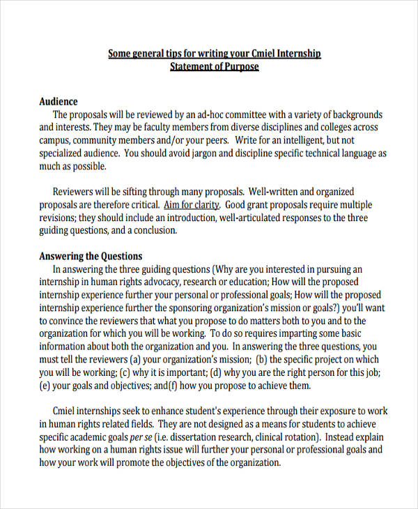 Statement Of Purpose For Internship Pdf Poleslide