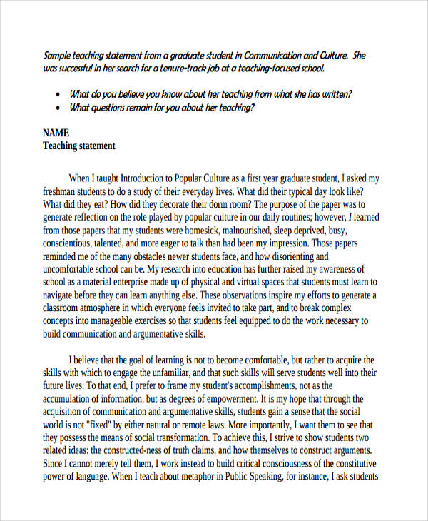 Teaching Statement 10 Examples Format Pdf Examples