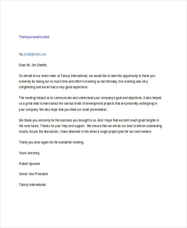 Thank-You Email - 18+ Examples, Format, Pdf | Examples