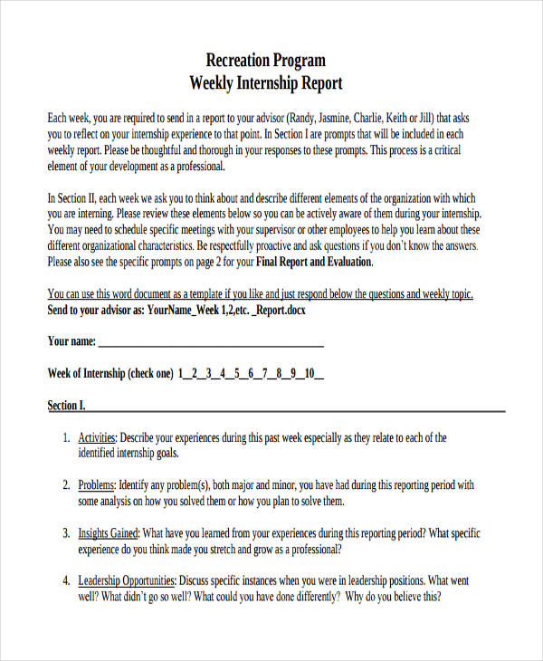 Internship Report - 14+ Examples, Format, Pdf | Examples