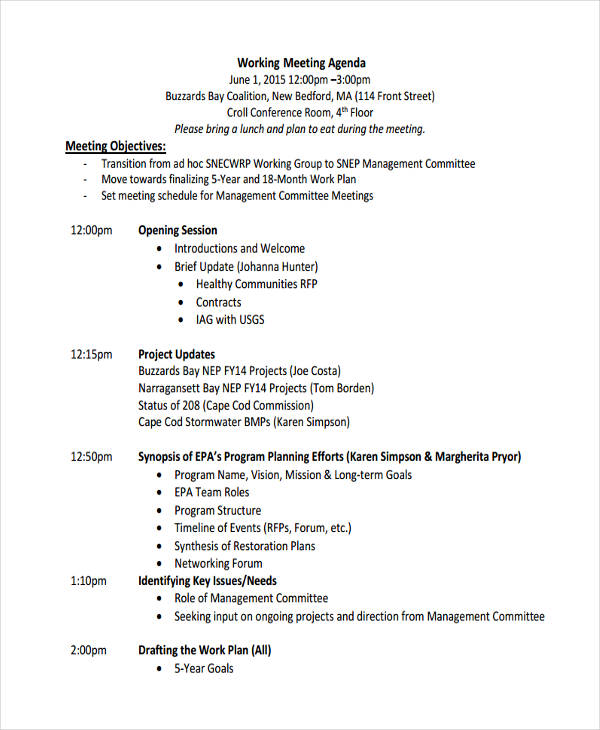 Work Agenda 9 Examples Format Pdf Examples