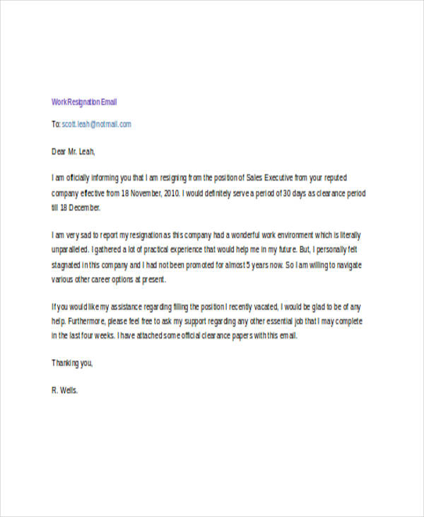 Resignation Email 27 Examples Format Pdf Examples