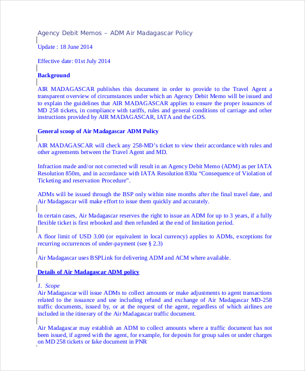 Debit Memo - 11+ Examples, Format, Pdf | Examples