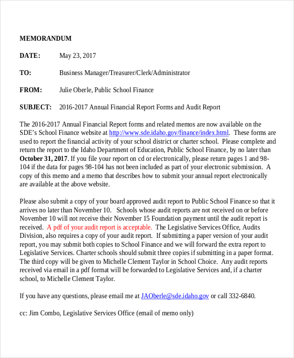 Financial Memo - 11+ Examples, Format, Pdf | Examples