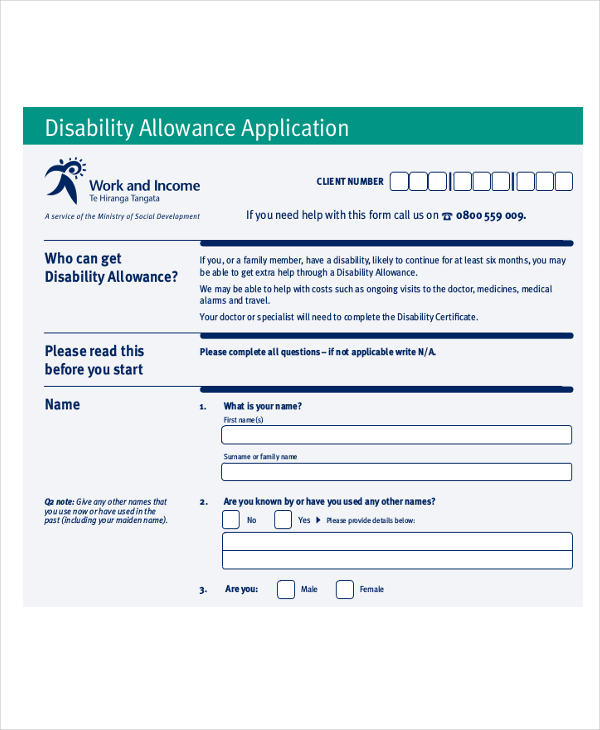 Disability Application - 6+ Examples, Format, Pdf | Examples