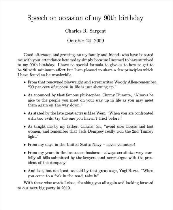 Special Occasion Speech Examples 7 Samples In PDF Examples