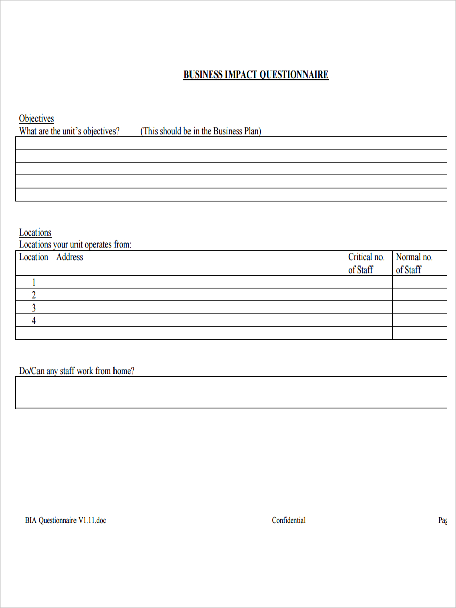 Business Questionnaire - 5+ Examples, Format, Pdf | Examples