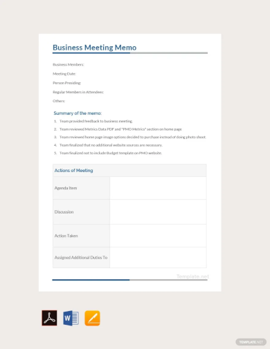 Meeting Memo - 33+ Examples, Format, Pdf | Examples