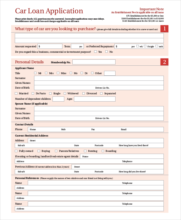 Loan Application - 11+ Examples, Format, Pdf | Examples