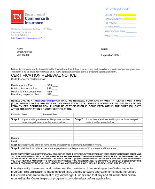 Renewal Notice - 8+ Examples, Format, Pdf | Examples