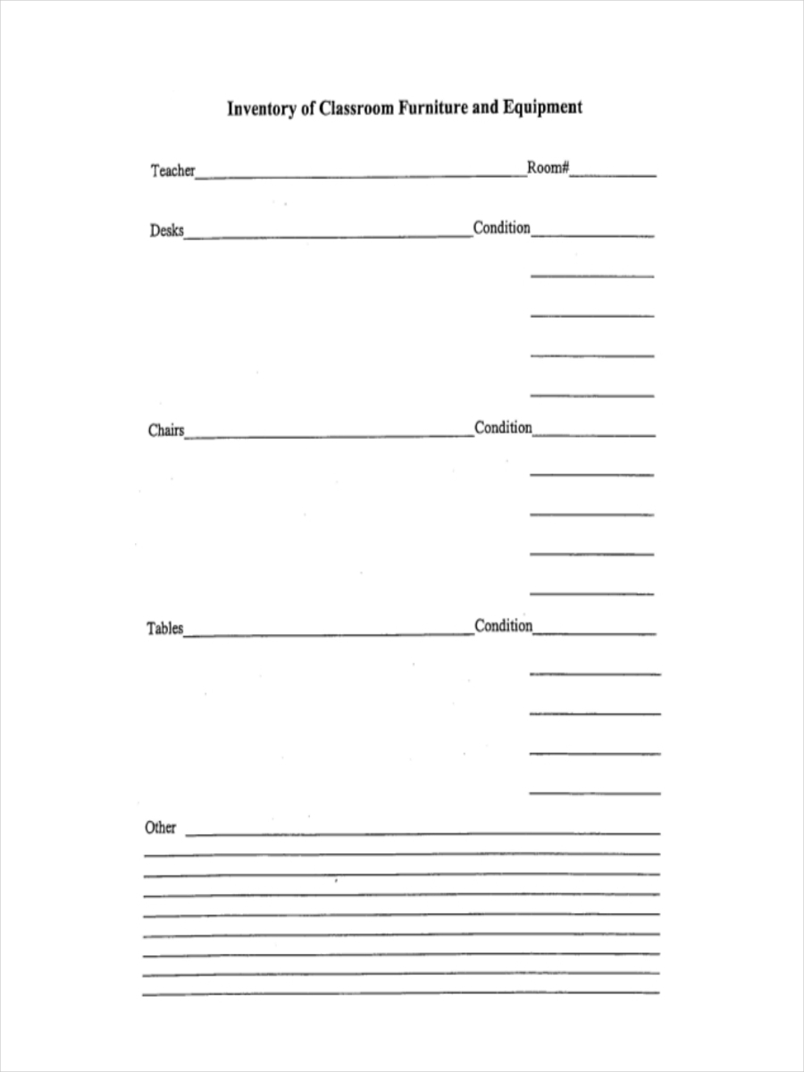 Classroom Inventory - 7+ Examples, Format, Pdf | Examples