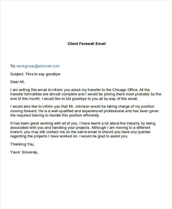 Client Email - 6+ Examples, Format, Pdf | Examples