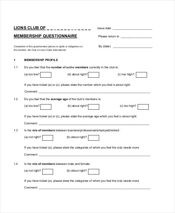 Evaluation Questionnaire - 10+ Examples, Format, Pdf | Examples