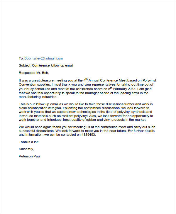 Follow-Up Email - 7+ Examples, Format, Pdf | Examples