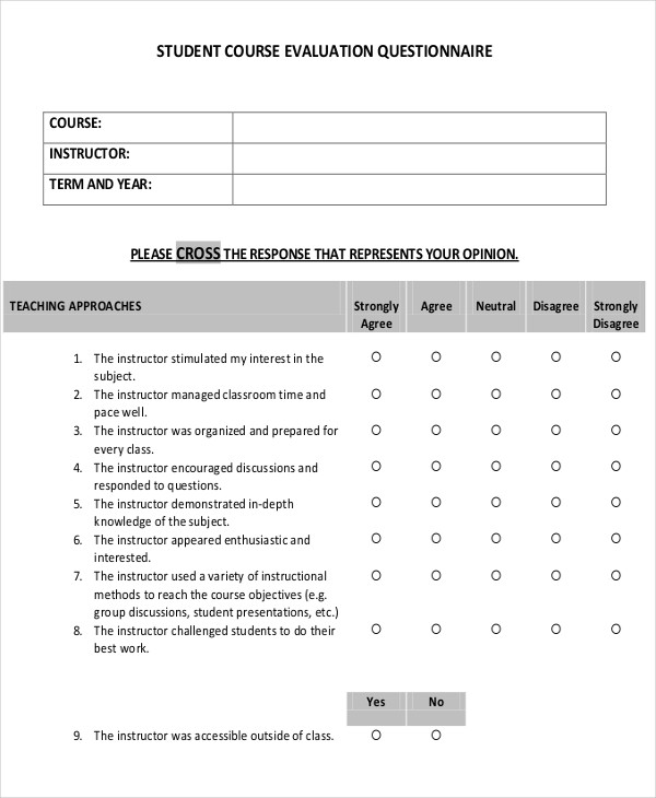 10 Evaluation Questionnaire Examples To Download