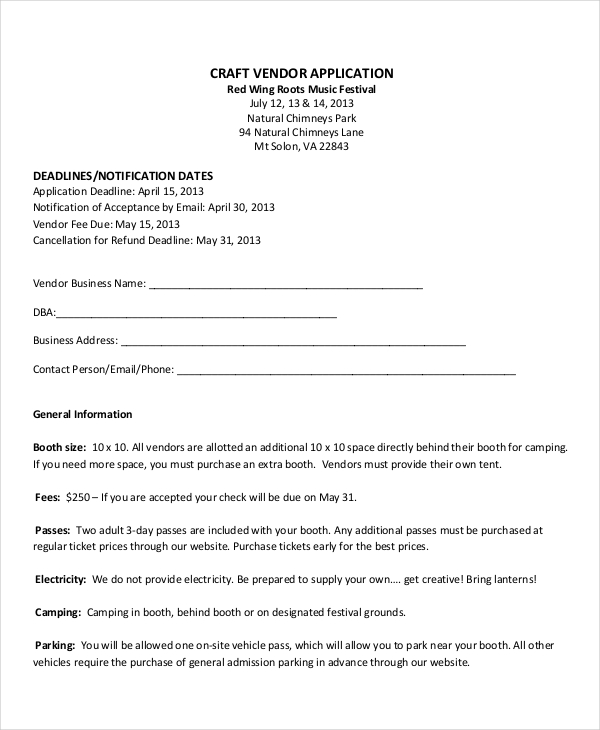 Vendor Application - 9+ Examples, Format, Pdf | Examples