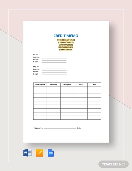 Credit Memo - 14+ Examples, Format, Pdf | Examples