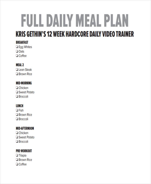 Meal Plan 9 Examples Format Pdf Examples