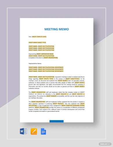 Meeting Memo - 33+ Examples, Format, Pdf | Examples