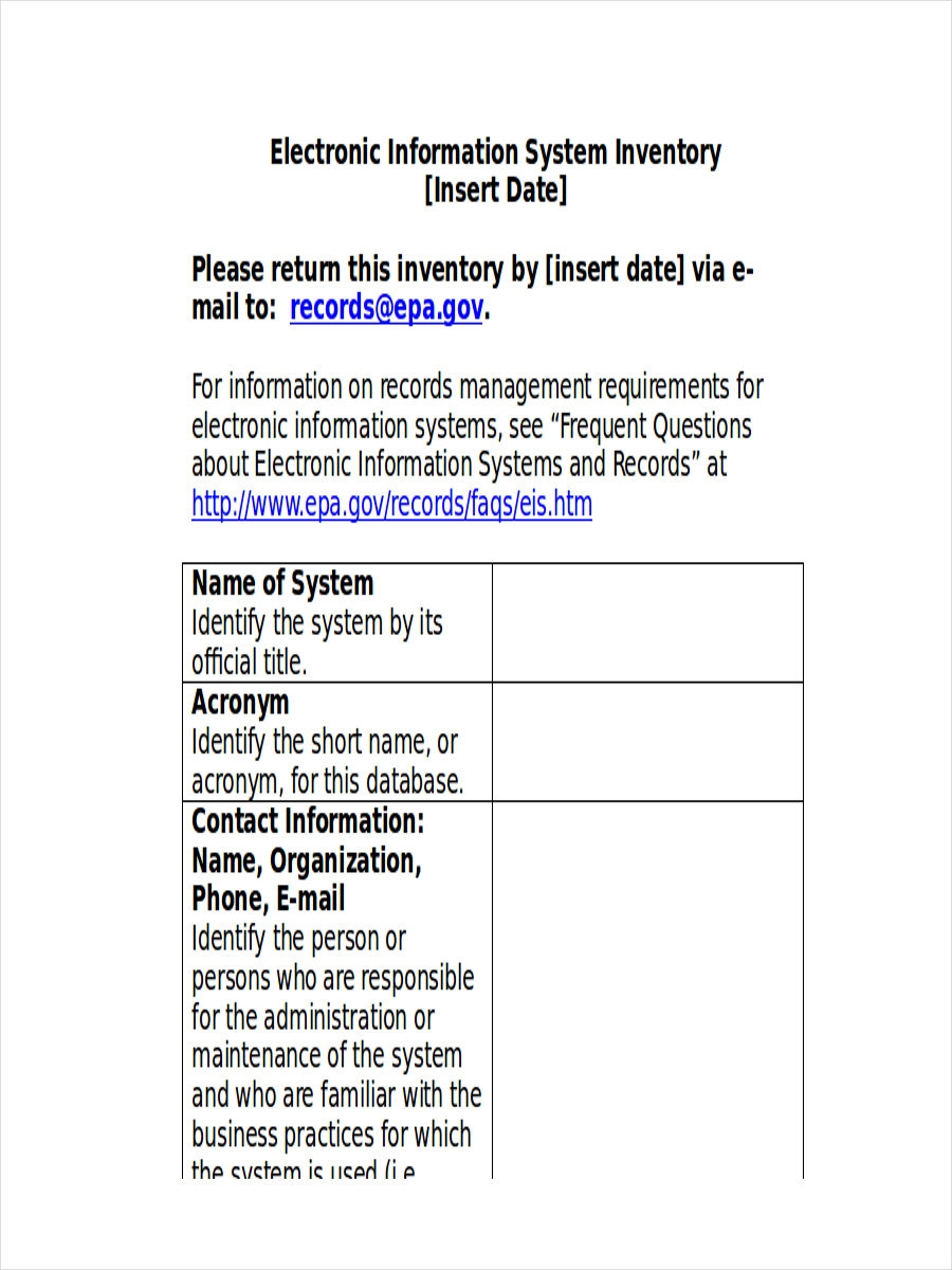System Inventory - 7+ Examples, Format, Pdf | Examples