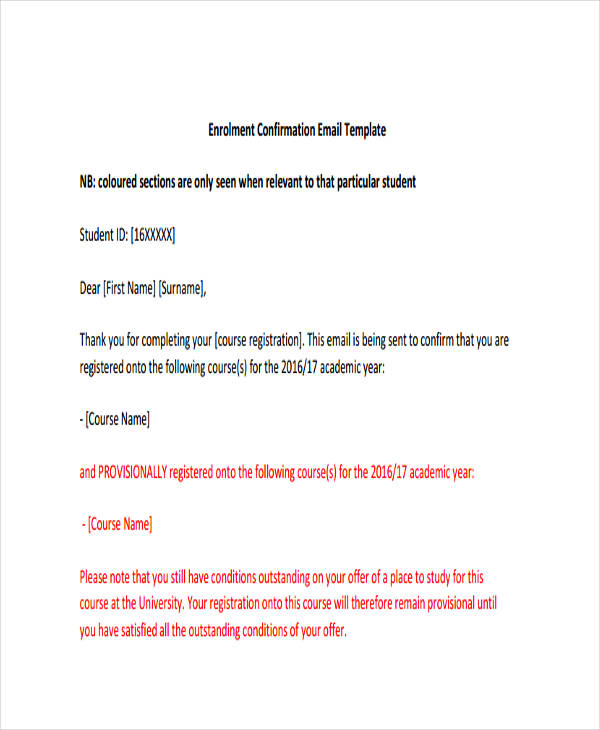 Confirmation Email - 10+ Examples, Format, Pdf | Examples