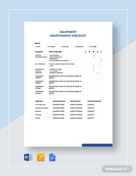 Equipment Checklist - 12+ Examples, Format, Pdf | Examples