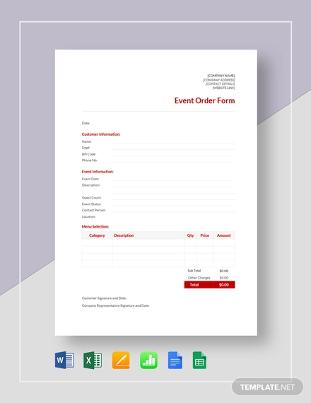 Event Order - 8+ Examples, Format, Pdf | Examples
