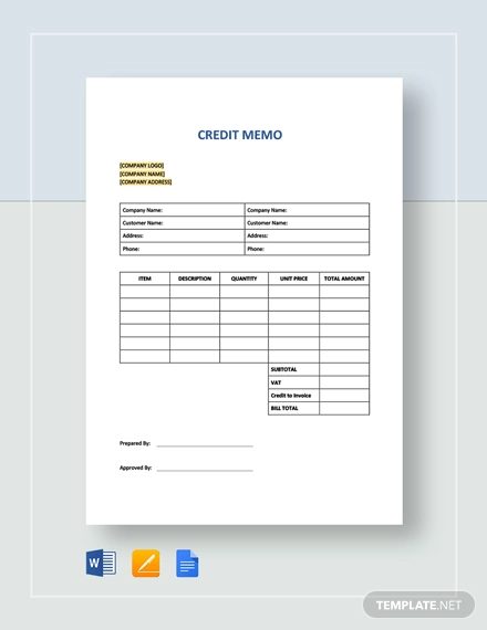 Credit Memo - 14+ Examples, Format, Pdf | Examples