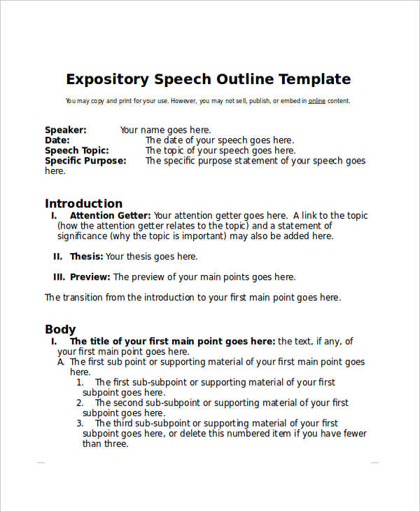 Speech Outline Examples 5 Samples In PDF DOC Examples