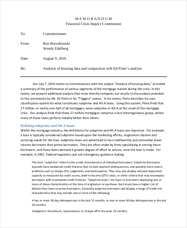 Financial Memo - 11+ Examples, Format, Pdf | Examples