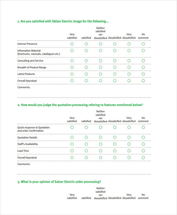 Questionnaire for Customer Satisfaction - 7+ Examples, Format, Pdf ...
