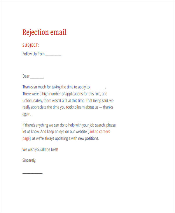 Rejection Email 8 Examples Format Pdf Examples