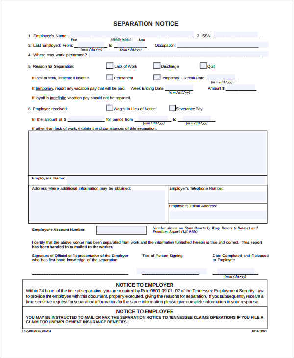 Separation Notice 10 Examples Format How To Write Pdf